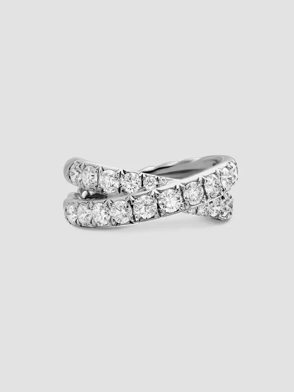 David Yurman Dy Crossover Band Ring In Platinum - Silver