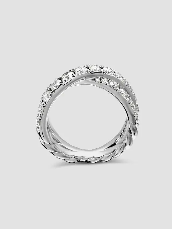 David Yurman Dy Crossover Band Ring In Platinum