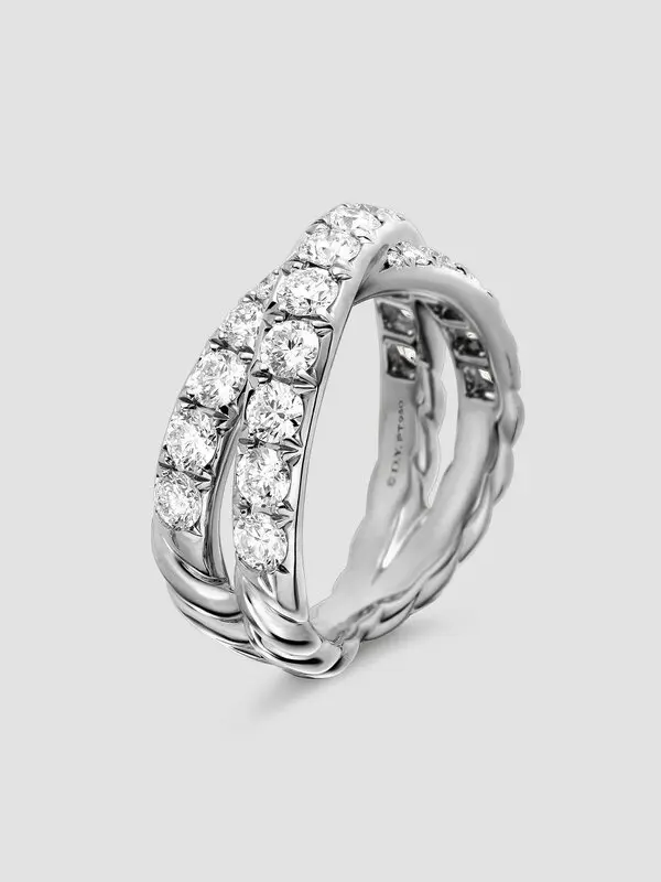 David Yurman Dy Crossover Band Ring In Platinum