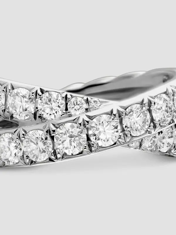 David Yurman Dy Crossover Band Ring In Platinum