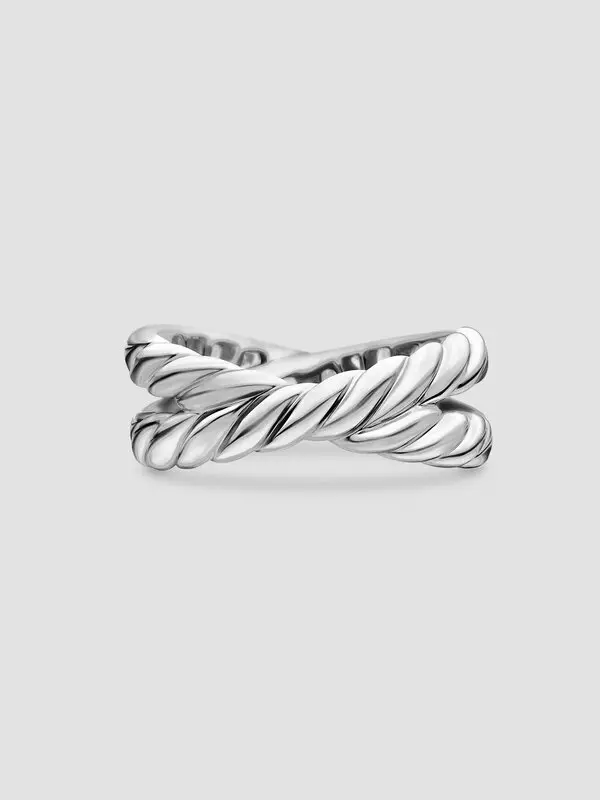 David Yurman Dy Crossover Band Ring In Platinum