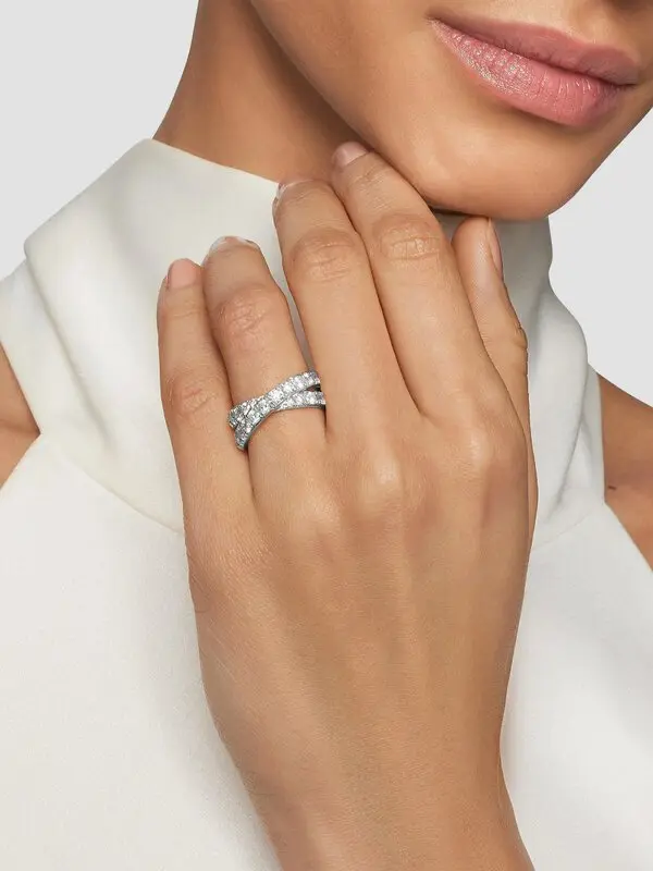 David Yurman Dy Crossover Band Ring In Platinum