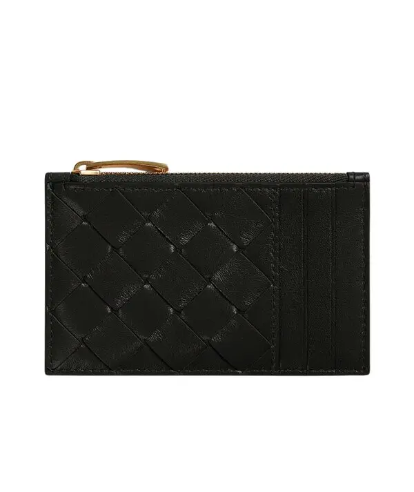 BOTTEGA  VENETA Intrecciato Zipped Card Case - Black