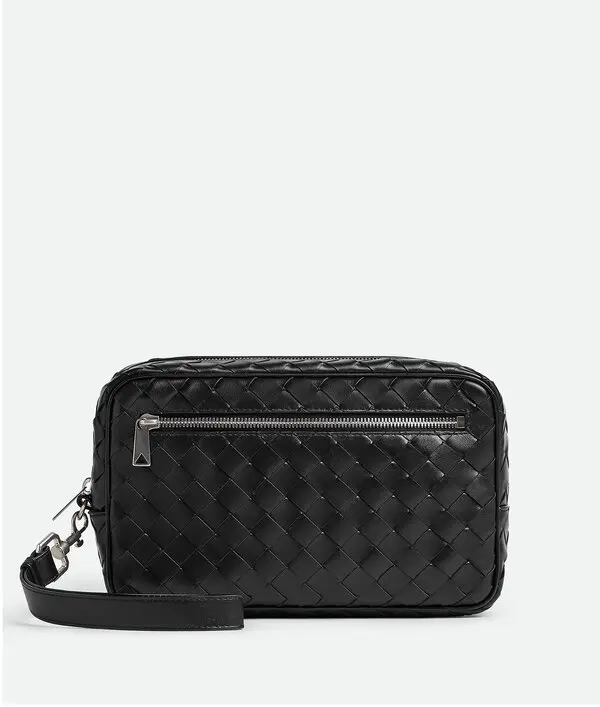 Bottega Veneta Intrecciato Leather Wristlet Pouch - Black