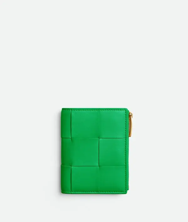 BOTTEGA  VENETA Small Cassette Bi-fold Zip Wallet - Parakeet