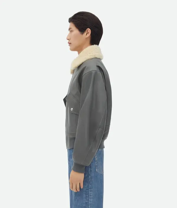 Bottega Veneta Leather Jacket With Shearling Collar