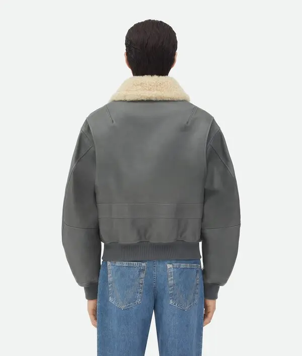 Bottega Veneta Leather Jacket With Shearling Collar
