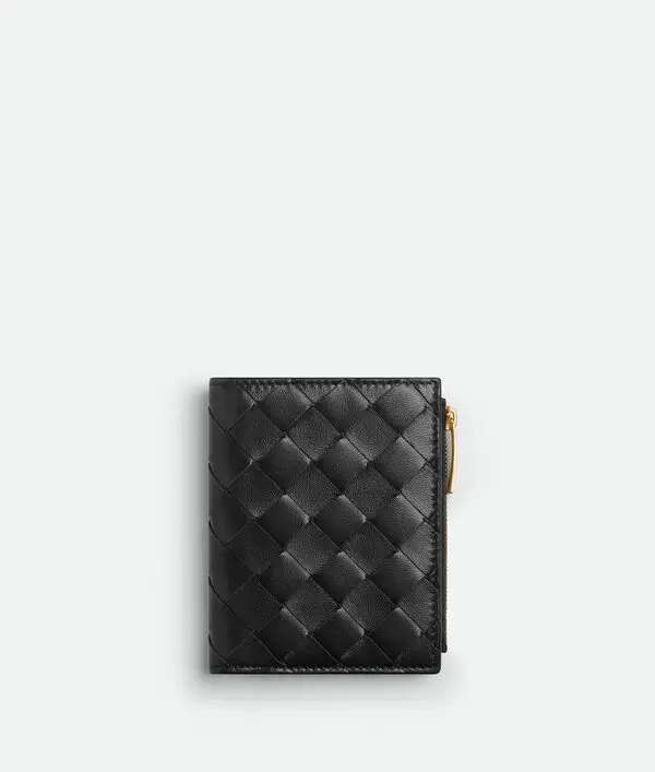 BOTTEGA  VENETA Intrecciato Small Bi-fold Wallet - Black