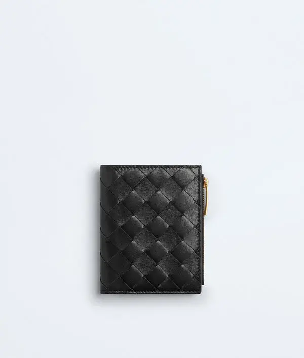 Bottega Veneta Intrecciato Small Bi-fold Wallet - Black