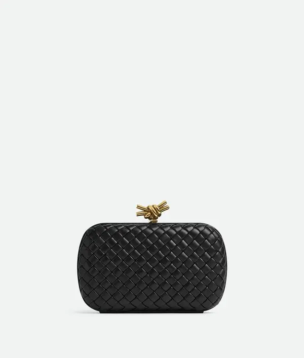 Bottega Veneta Intreccio Leather Minaudière - Black