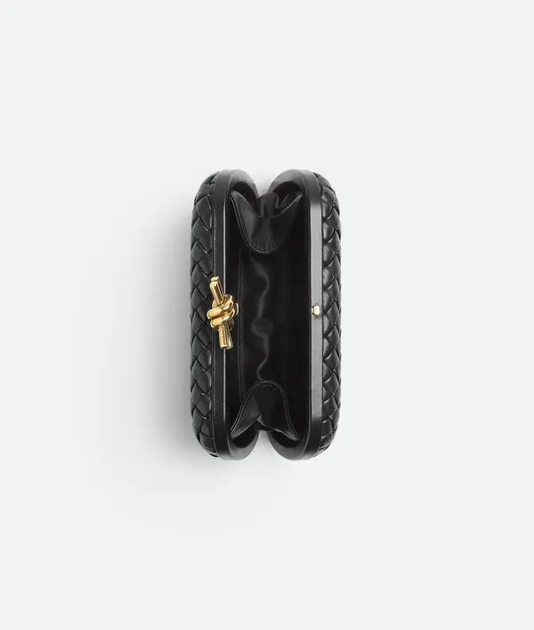Bottega Veneta Intreccio Leather Minaudière - Black