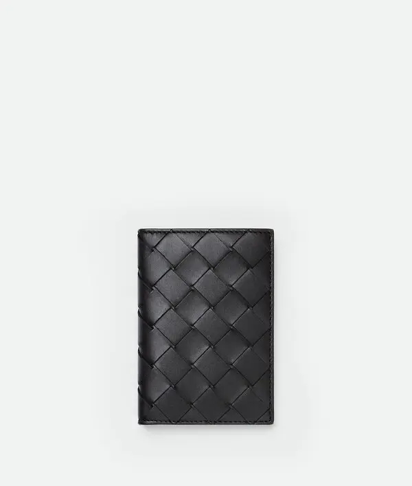 BOTTEGA  VENETA Intrecciato Flap Card Case - Black