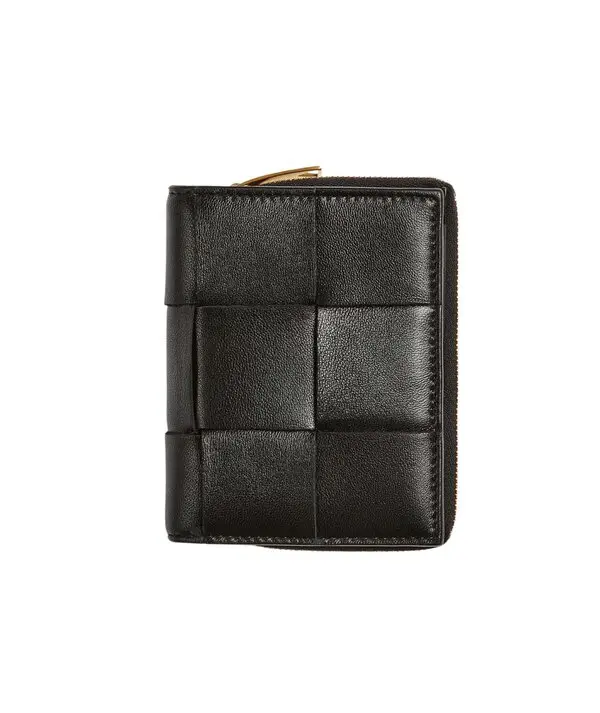 Bottega Veneta Cassette Compact Zip Around Wallet - Black