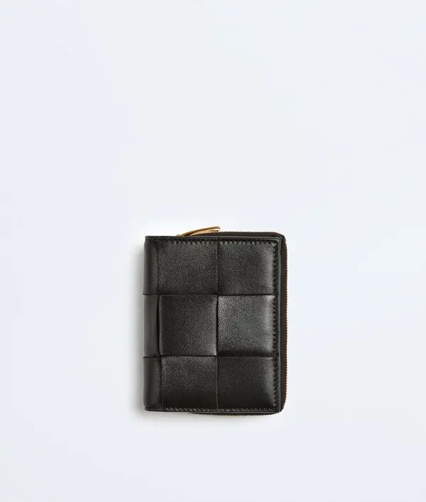 Bottega Veneta Cassette Compact Zip Around Wallet - Black