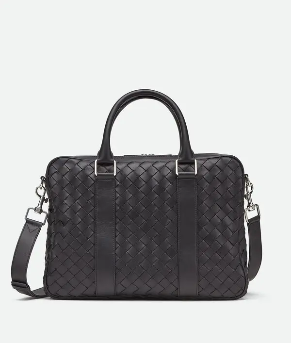 BOTTEGA  VENETA Intrecciato Leather Briefcase - Black