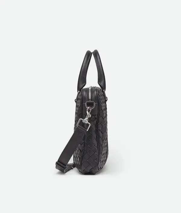Bottega Veneta Slim Intrecciato Briefcase - Black