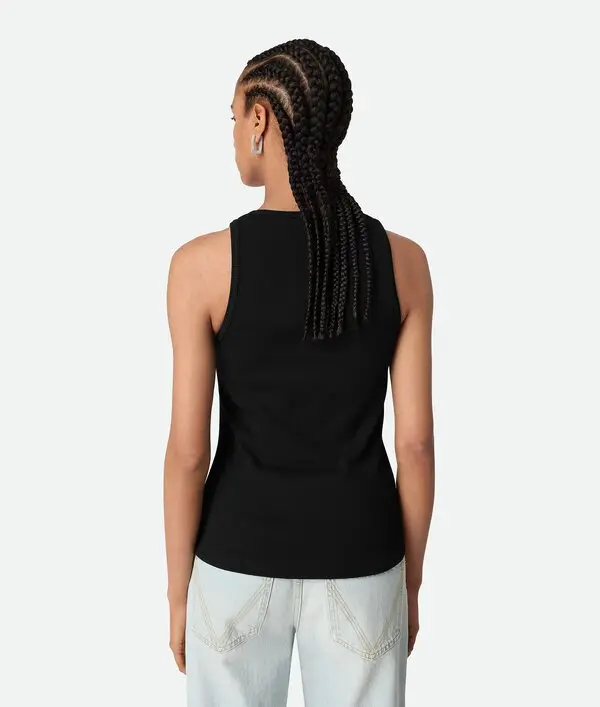 Bottega Veneta Stretch Ribbed Cotton Tank Top - Black
