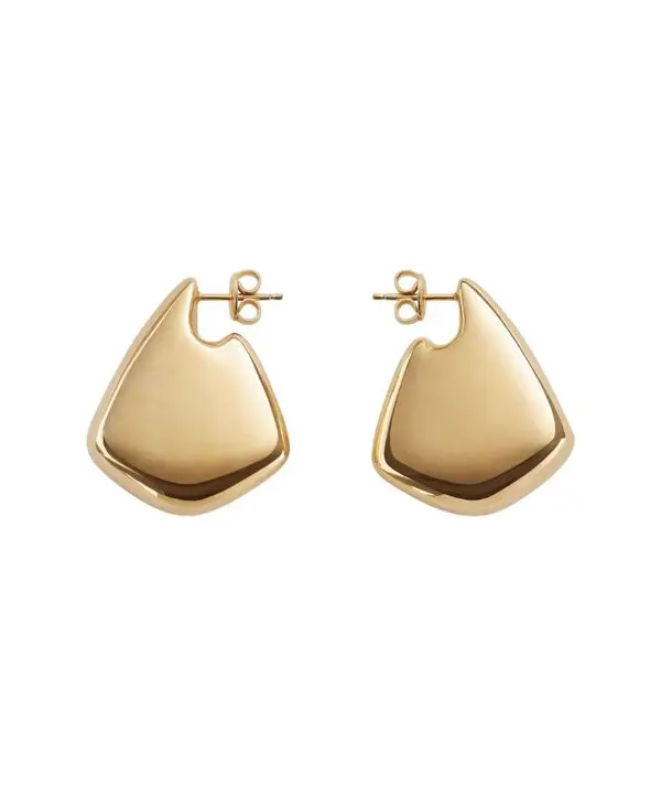BOTTEGA  VENETA Small Fin Sterling Silver Earrings - Yellow Gold