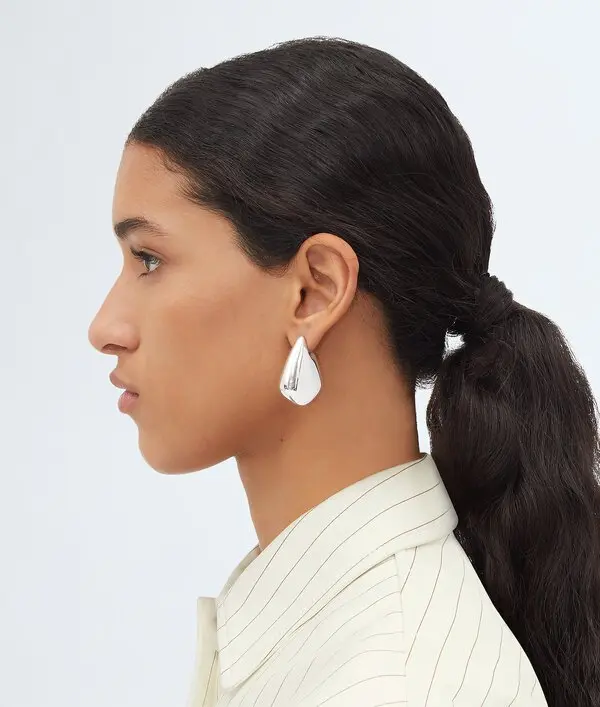 Bottega Veneta Small Fin Earrings - Silver