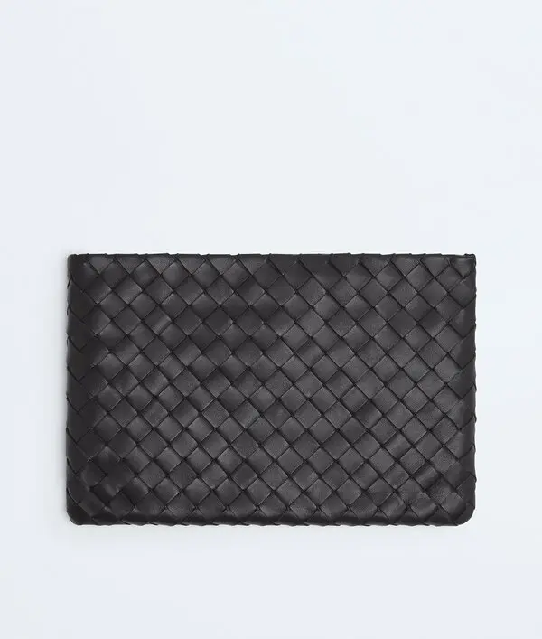 Bottega Veneta Medium Intrecciato Leather Pouch - Black