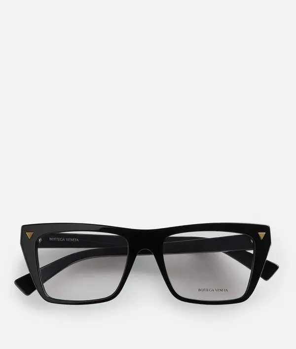 BOTTEGA  VENETA Bottega Veneta Soft Recycled Acetate Square Eyeglasses - Black/transparent
