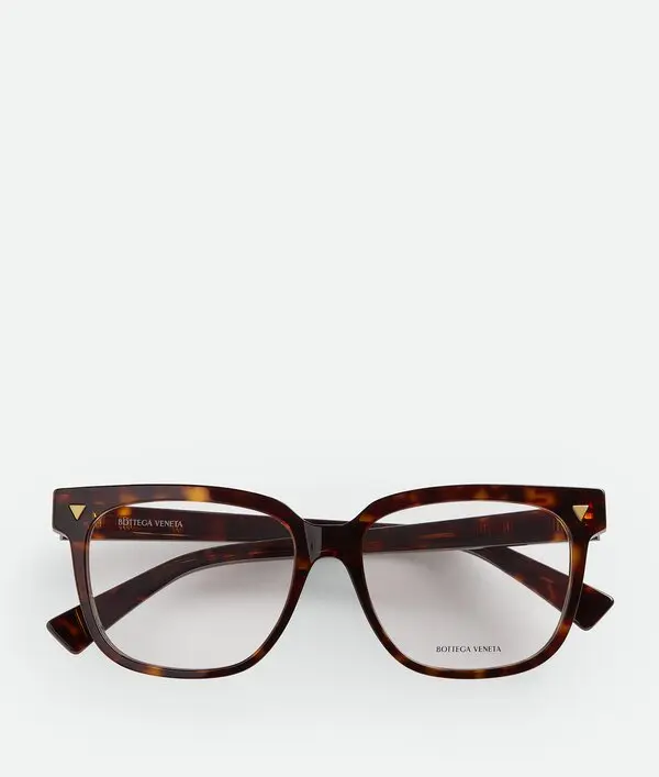 BOTTEGA  VENETA Bottega Veneta Soft Recycled Acetate Square Eyeglasses - Havana/transparent