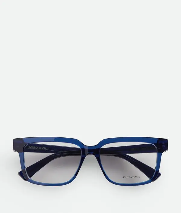 BOTTEGA  VENETA Bottega Veneta Soft Recycled Acetate Square Eyeglasses - Blue/transparent
