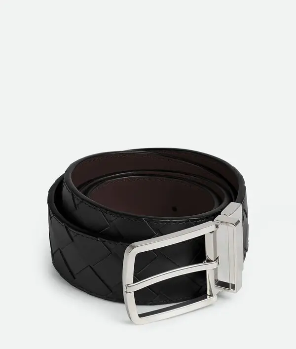 Bottega Veneta Intrecciato Reversible Belt - Black/fondant