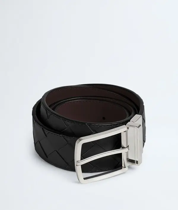 Bottega Veneta Intrecciato Reversible Belt - Black/fondant
