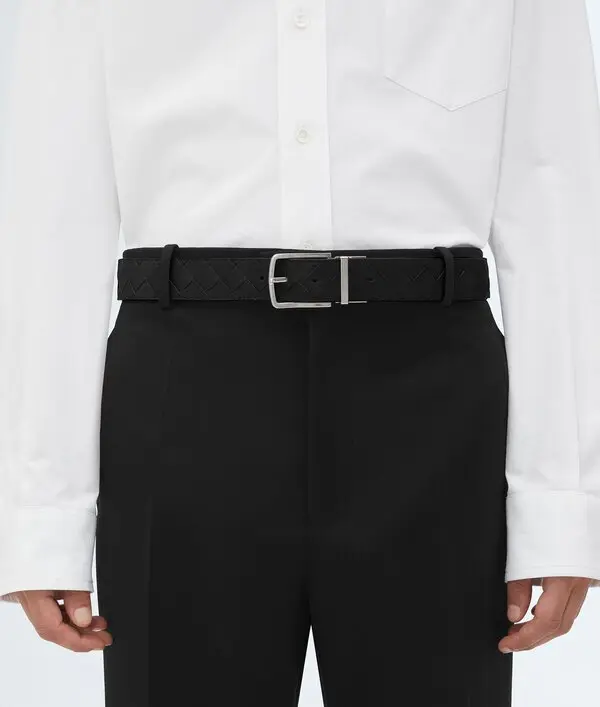 Bottega Veneta Intrecciato Reversible Belt - Black/fondant