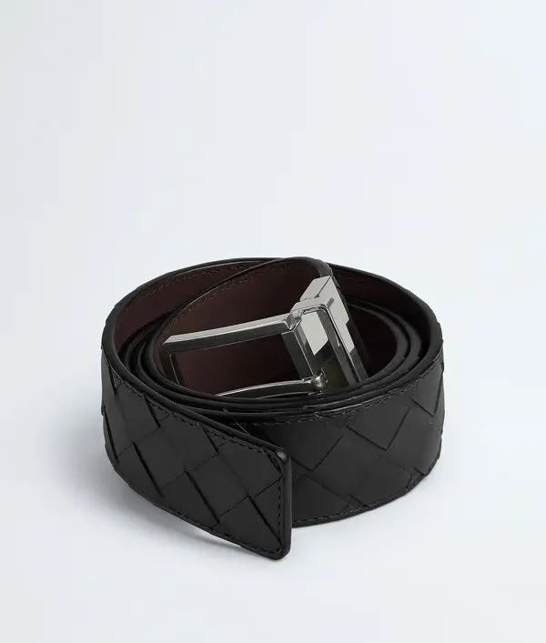 Bottega Veneta Intrecciato Reversible Belt - Black/fondant
