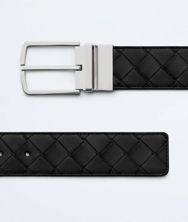 Bottega Veneta Intrecciato Reversible Belt - Black/fondant