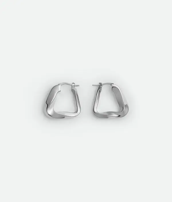 BOTTEGA  VENETA Bottega Veneta Small Twist Triangle Hoop Earrings - Silver
