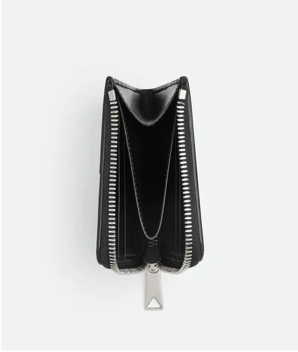 Bottega Veneta Cassette Square Compact Zip Around Wallet - Black