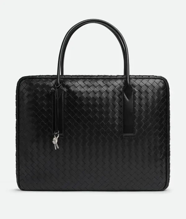 Bottega Veneta Large Intrecciato Getaway Weekender - Black
