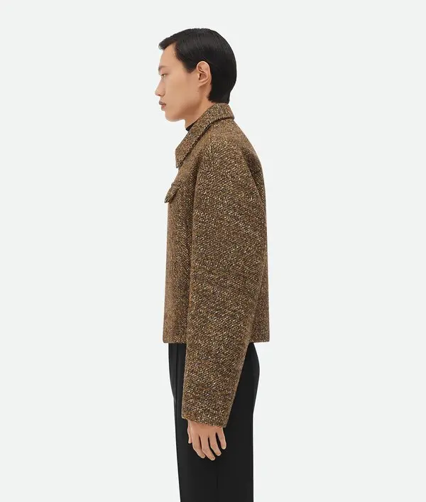 Bottega Veneta Textured Wool Speckled Kimono Jacket - Ochre/Grey