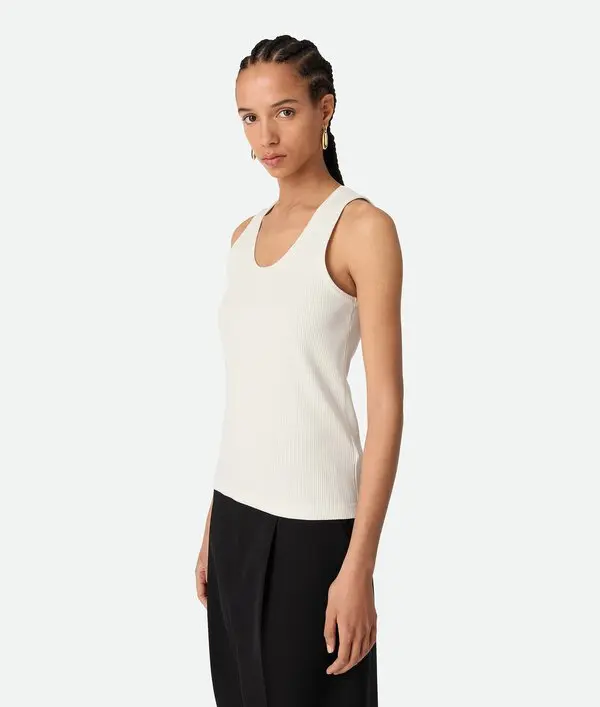 Bottega Veneta Cotton Ribbed Tank Top - Chalk
