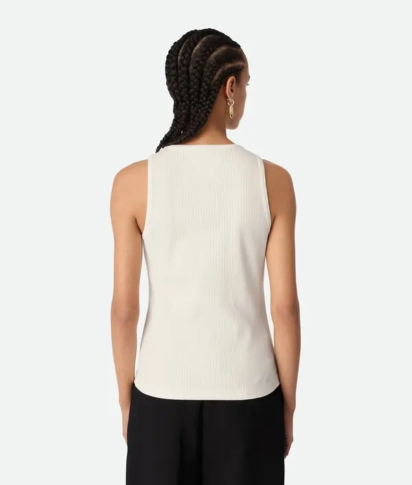Bottega Veneta Cotton Ribbed Tank Top - Chalk