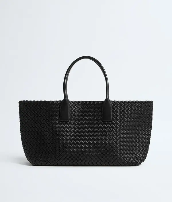 Bottega Veneta Intrecciato Leather Cabat Tote Bag - Black