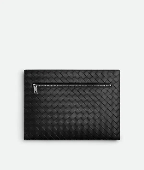 Bottega Veneta Intrecciato Leather Document Case - Black
