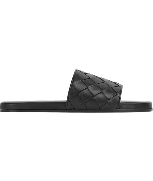 Bottega Veneta Padded Intrecciato Leather Mule Sandal - Black