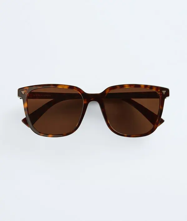Bottega Veneta Soft Recycled Acetate Square Sunglasses - Havana/brown