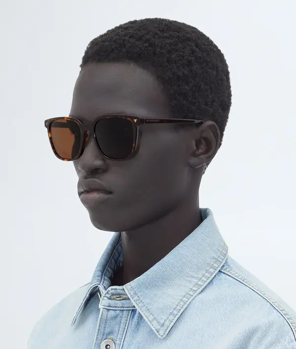 Bottega Veneta Soft Recycled Acetate Square Sunglasses - Havana/brown