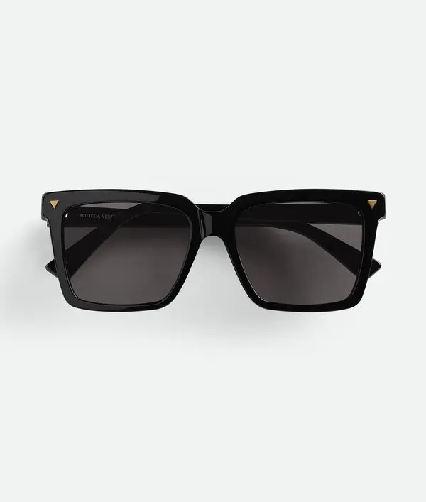 Bottega Veneta Soft Recycled Acetate Square Sunglasses - Black/grey