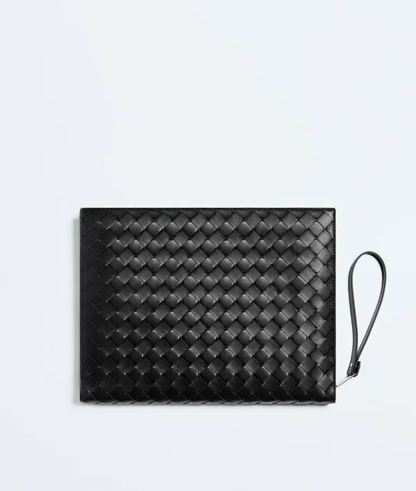 Bottega Veneta Intrecciato Leather Document Case With Wristlet