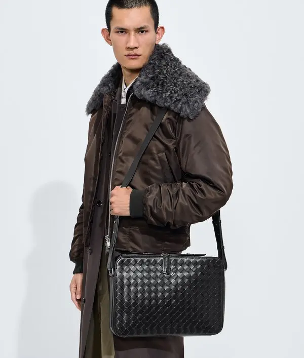 Bottega Veneta Intrecciato Briefcase - Black