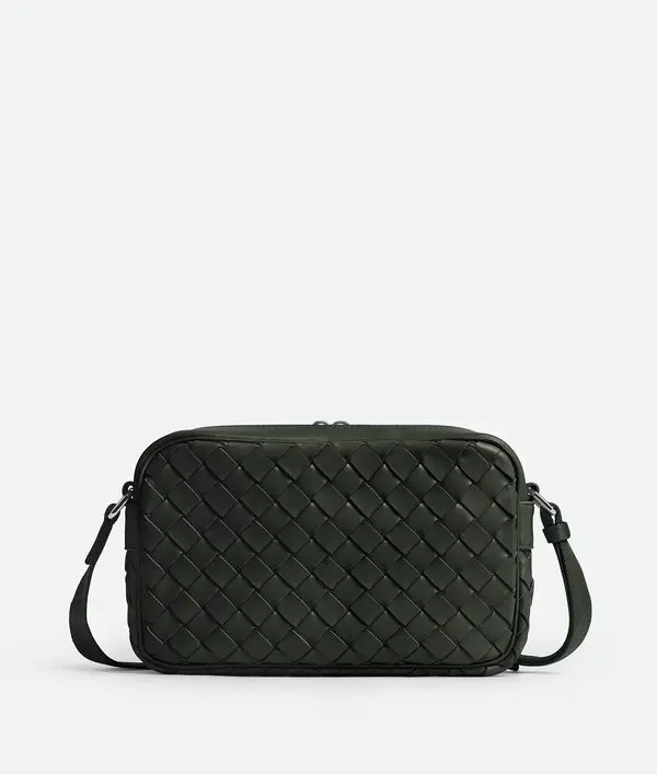 Bottega Veneta Intrecciato Leather Camera Bag - Dark Green