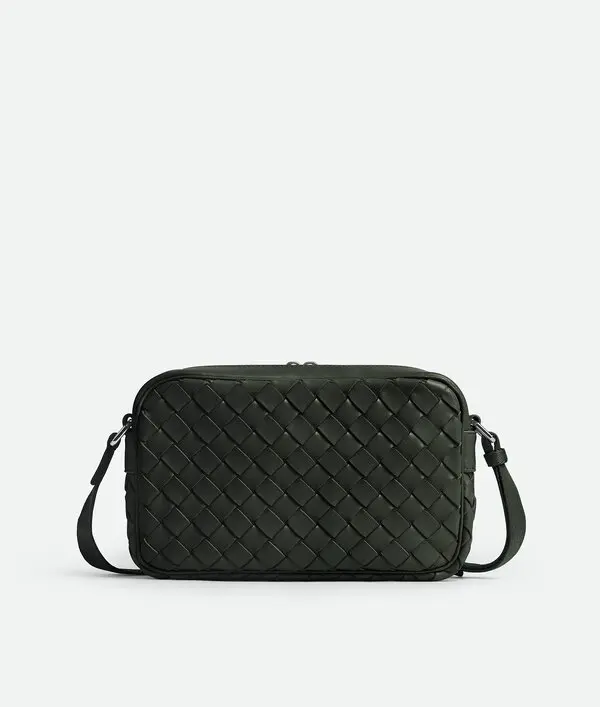 Bottega Veneta Intrecciato Leather Camera Crossbody Bag - Dark Green
