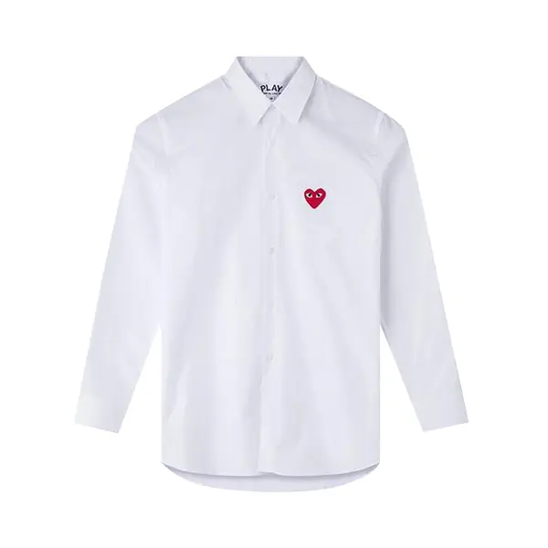 Play Comme Des Garcon Long-sleeve Button Down Shirt With Red Heart