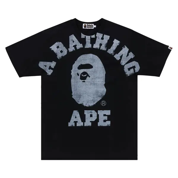 A BATHING APE Overprinted College Tee - Black